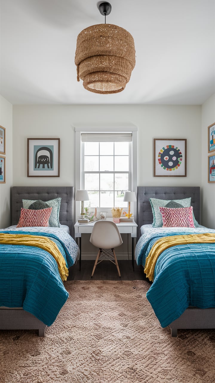 Two Twin Beds In One Room For Boys and Siblings